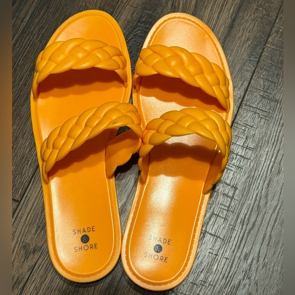 Shade & Shore | Shoes | Shade Shore Orange Jelly Braided Slide Sandals ...